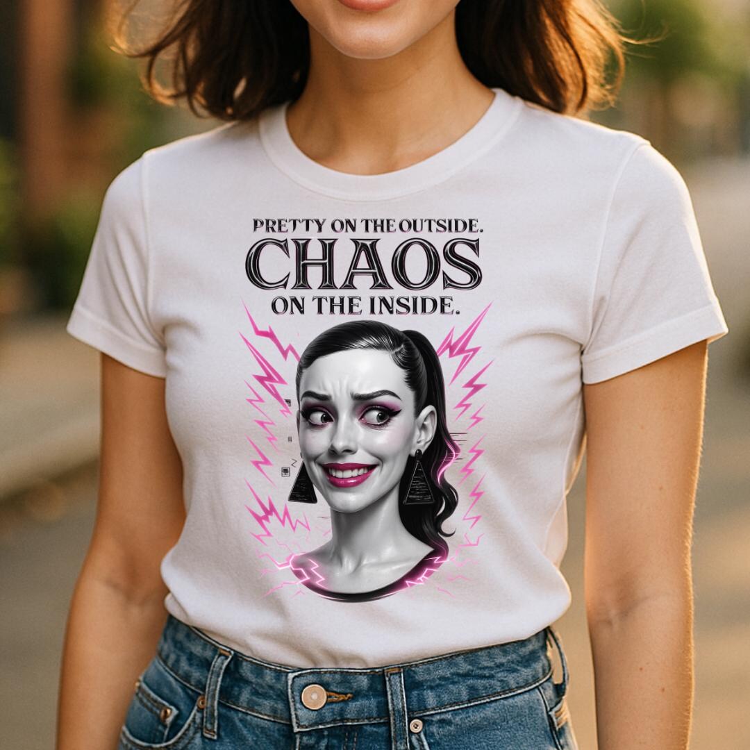 Funny Retro Woman Chaos Quote PNG | Pretty on the Outside Chaos on the ...