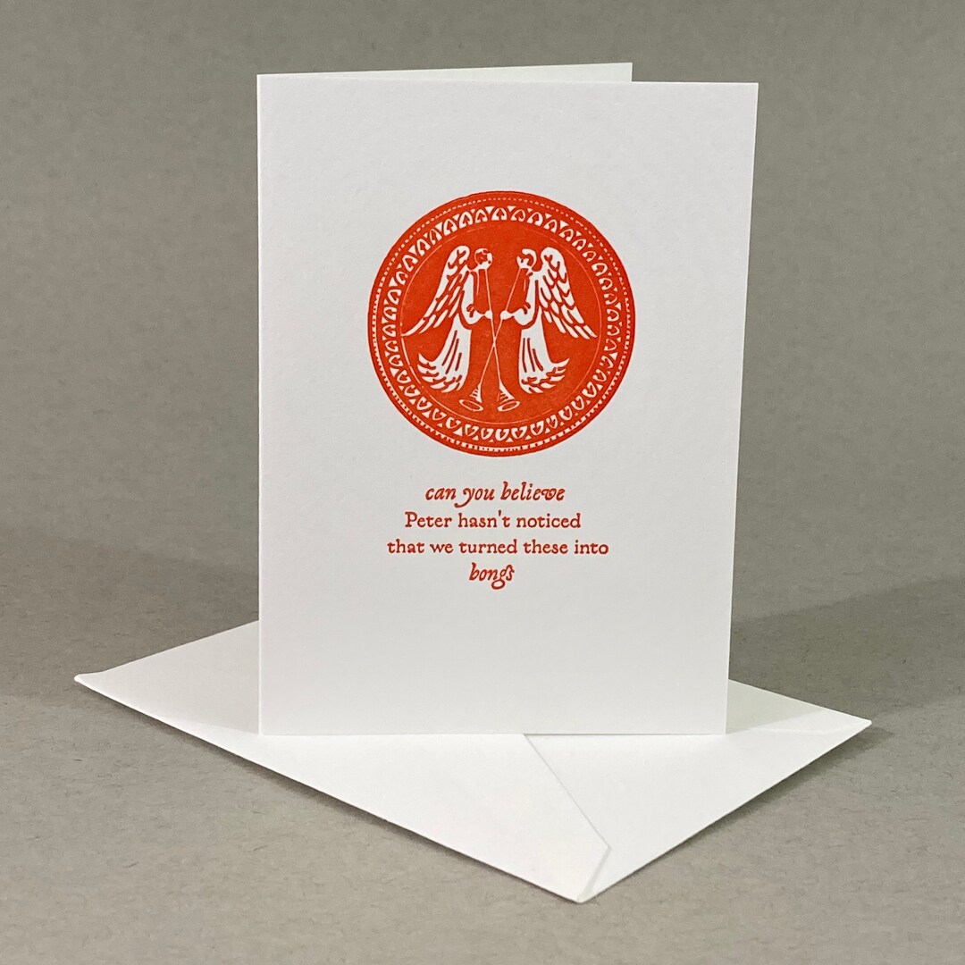 Funny Stoner Angel Letterpress Card | Weed 420 Friend Card - Etsy