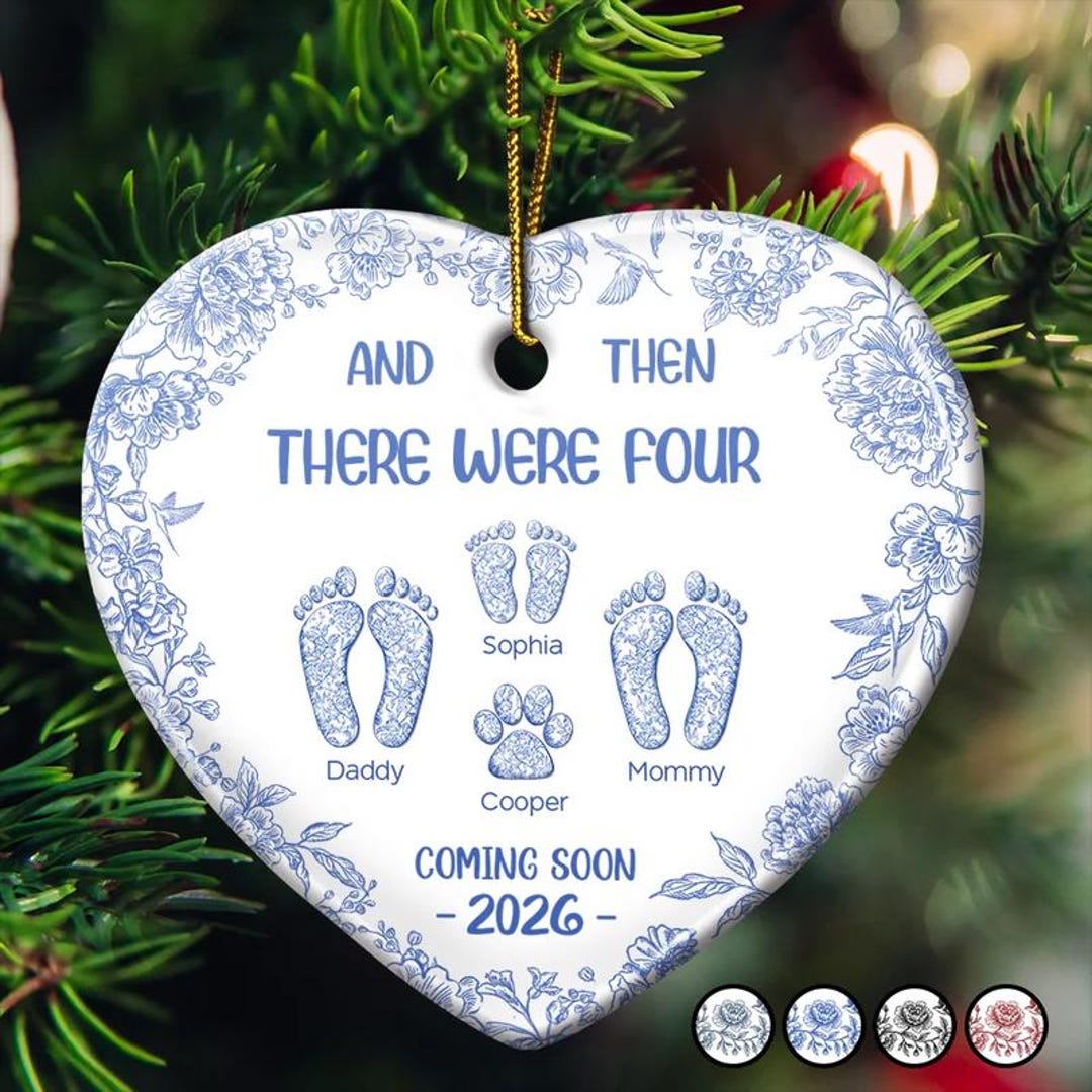 Toile Footprints Ceramic Family Christmas Ornament - Etsy