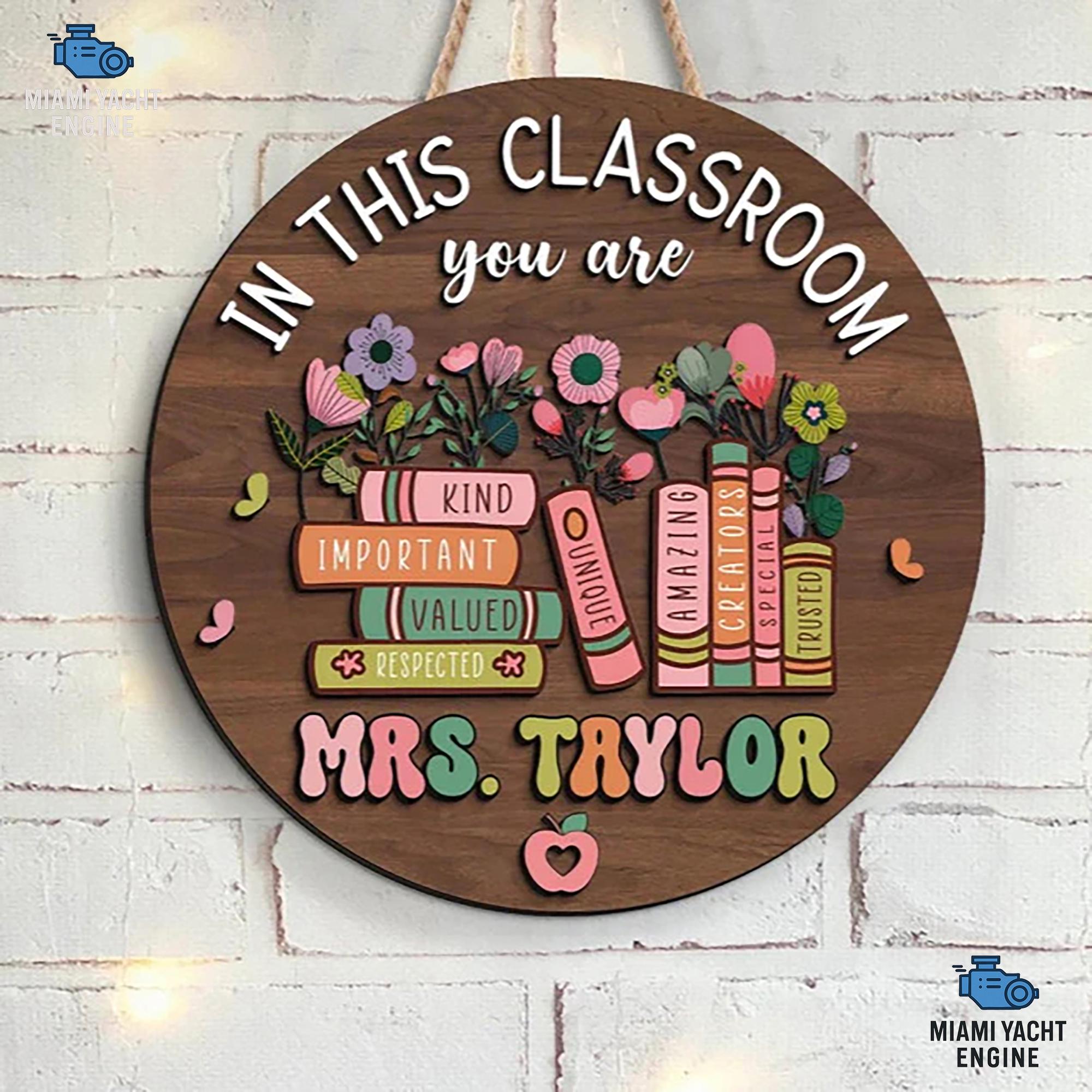 Personalized Teacher Classroom Door Hanger, 3D You Are Sign With Custom ...