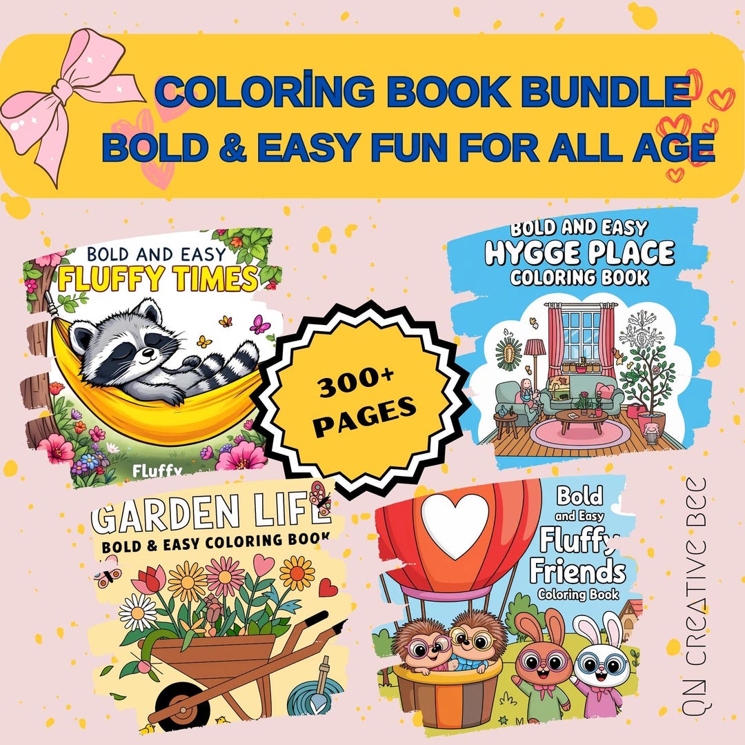300+ Printable Coloring Pages Bundle, Adult and Kids Coloring Book Set ...