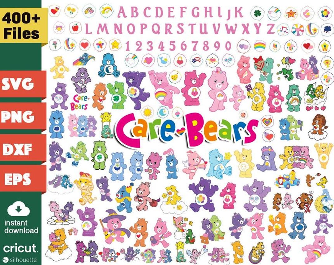 Care Bears Mega Bundle Png Files, Bears Png, Care Bears Clipart, Care ...