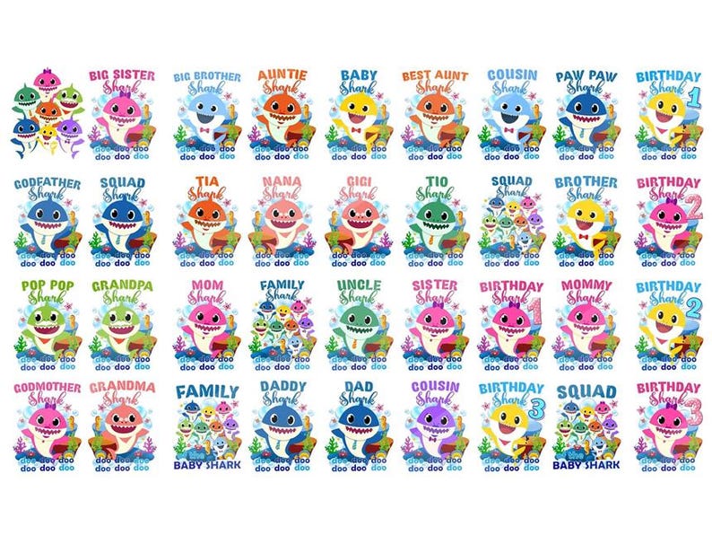Baby Shark Bundle Png Files, Baby Shark Birthday Clipart, Baby Shark ...