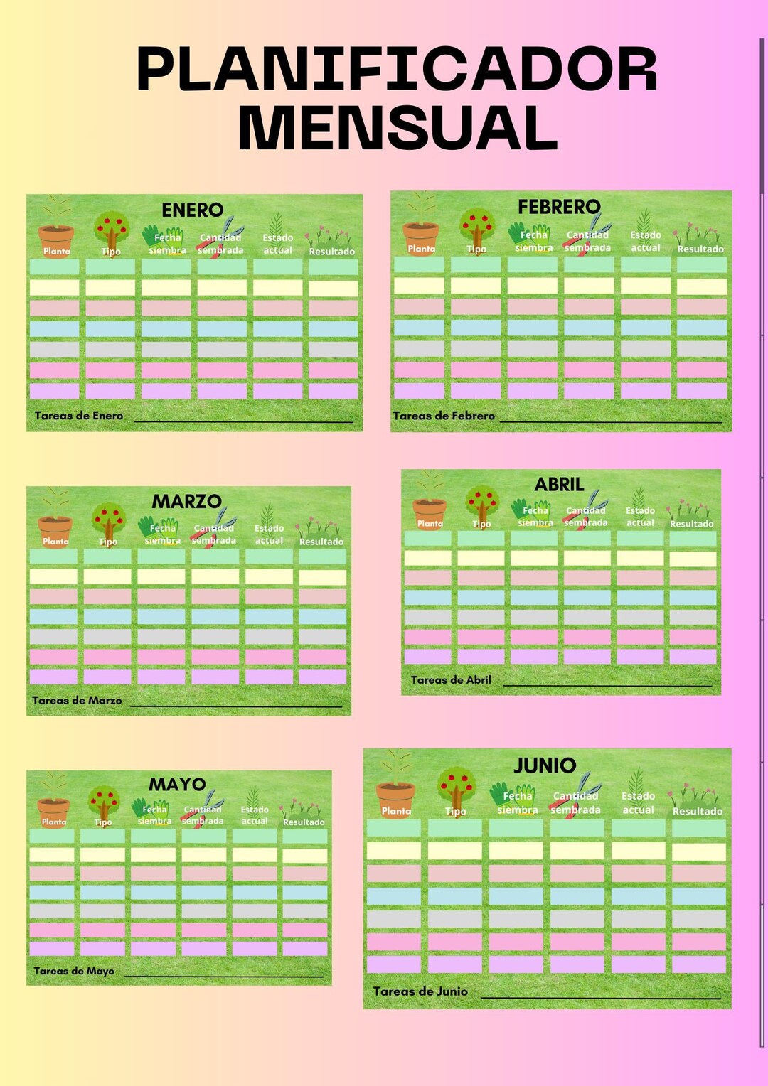Printable Garden Planner: Monthly Charts, Plant Cards, and Space to ...