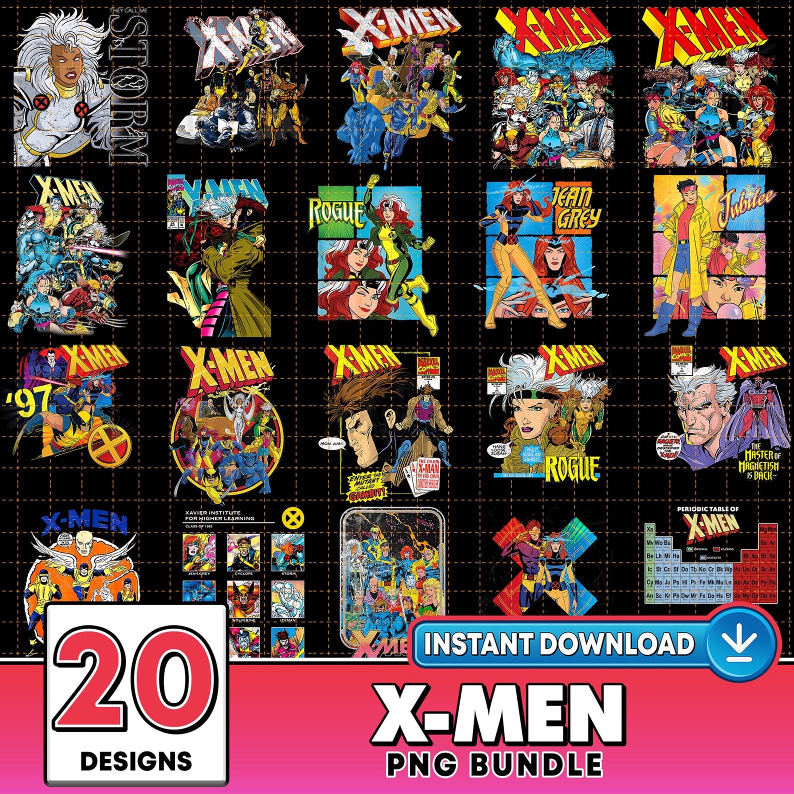 20 Xmen Vintage Png Bundle | Marvel Studios X-men 97 Cyclops and Jean ...