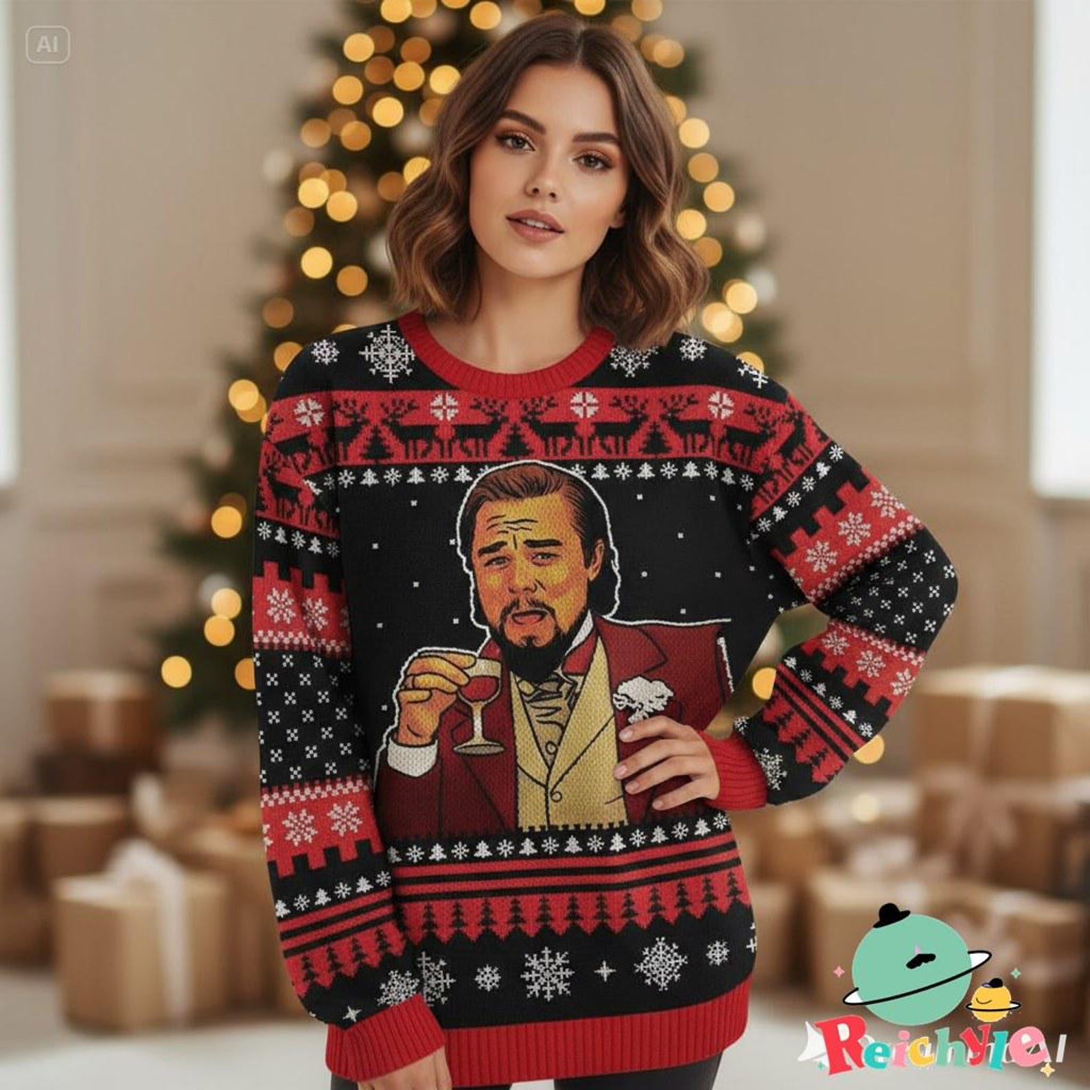 Leonardo Dicaprio Meme Ugly Christmas Sweater, Funny Django Unchained ...
