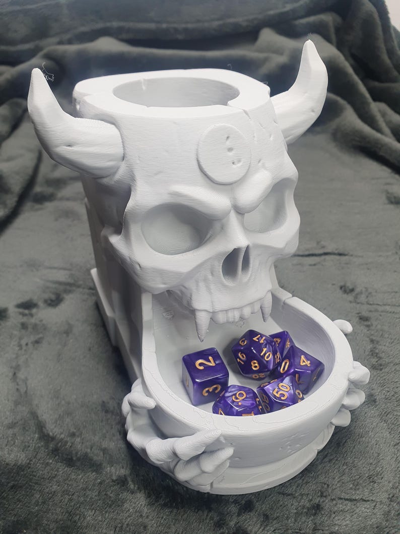 3D Printed Gravefang Demon Skull Dice Roller Tower | Dice Tower for ...