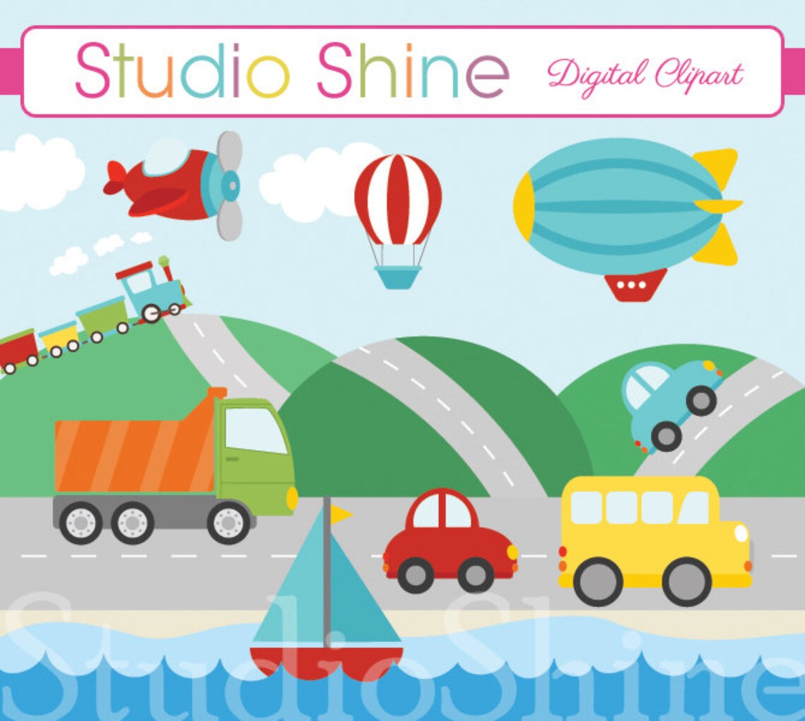 Transport Clipart - Digital Clipart Cute Transport Clip Art for Cupcake ...