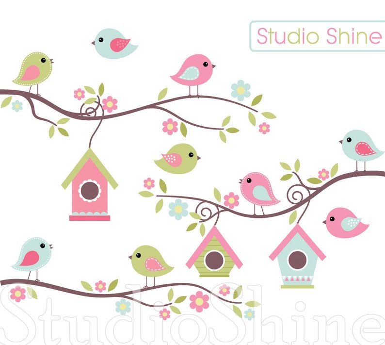 Digital Clipart - Home Tweet Home - Cute Birds Clip Art for ...