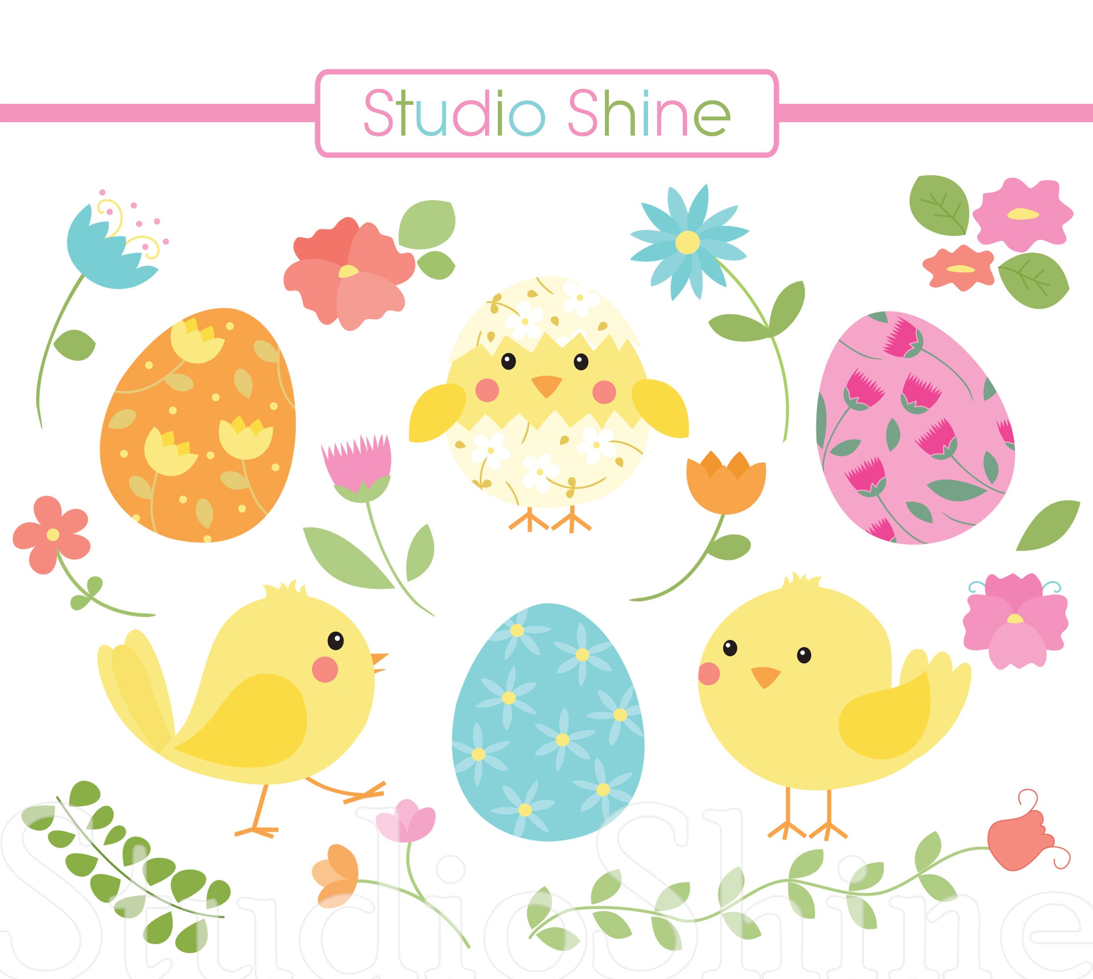 Easter Clipart - Happy Lil' Chicks - Cute Birds Clip Art Easter Eggs ...