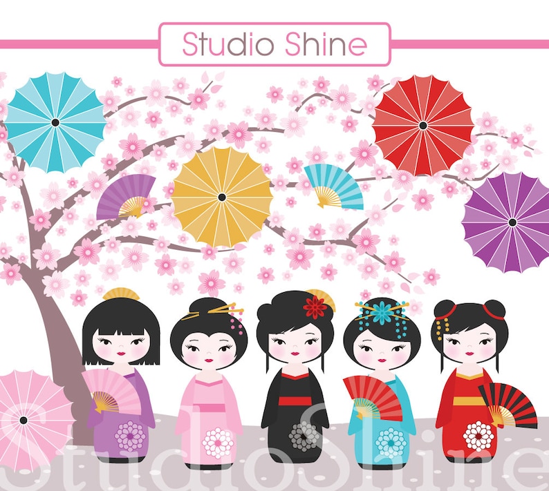 Kokeshi Doll Clipart | Cute Digital Clip Art Clipart | Vector EPS File ...
