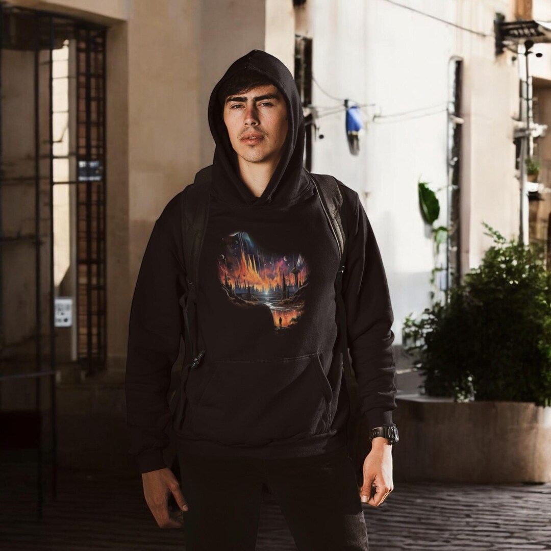 Futuristic Oversized Hoodie, Sci-fi Cyberpunk Hoodie, Alien World ...