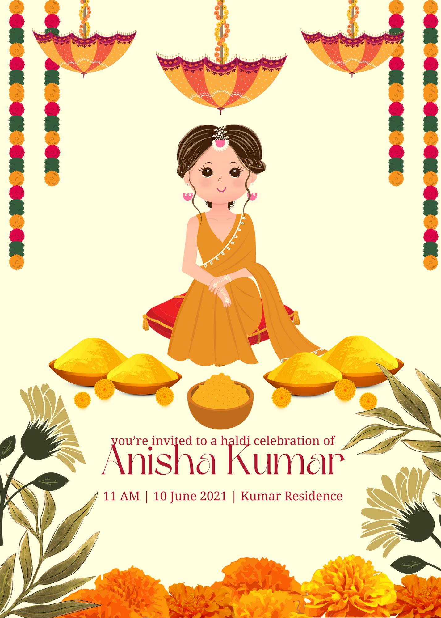 Indian Wedding Invitation Template, Editable Wedding Invitation Card ...