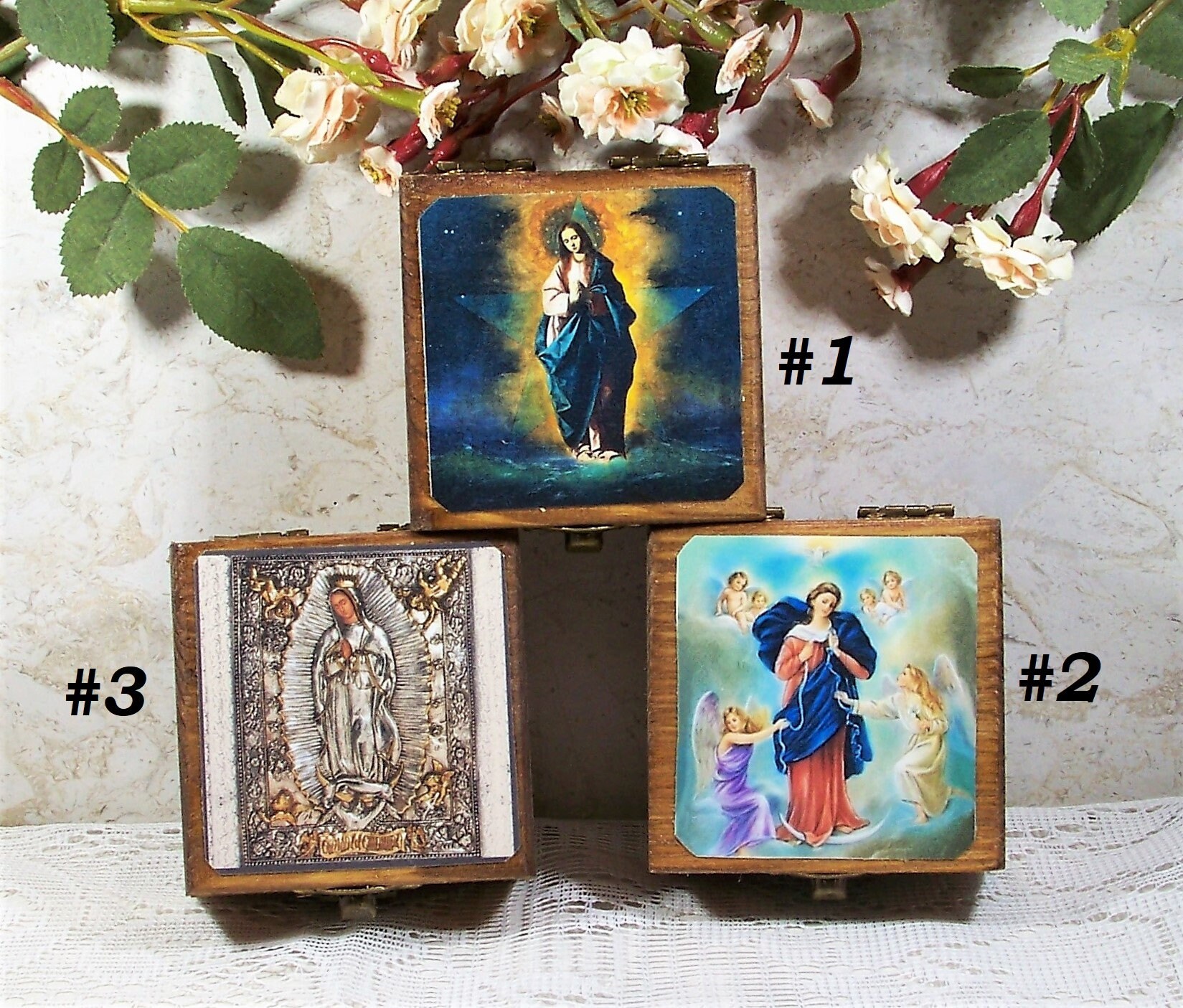 Pine Wood Catholic Shrines Including Tenner Rosaries Soy Wax | Etsy