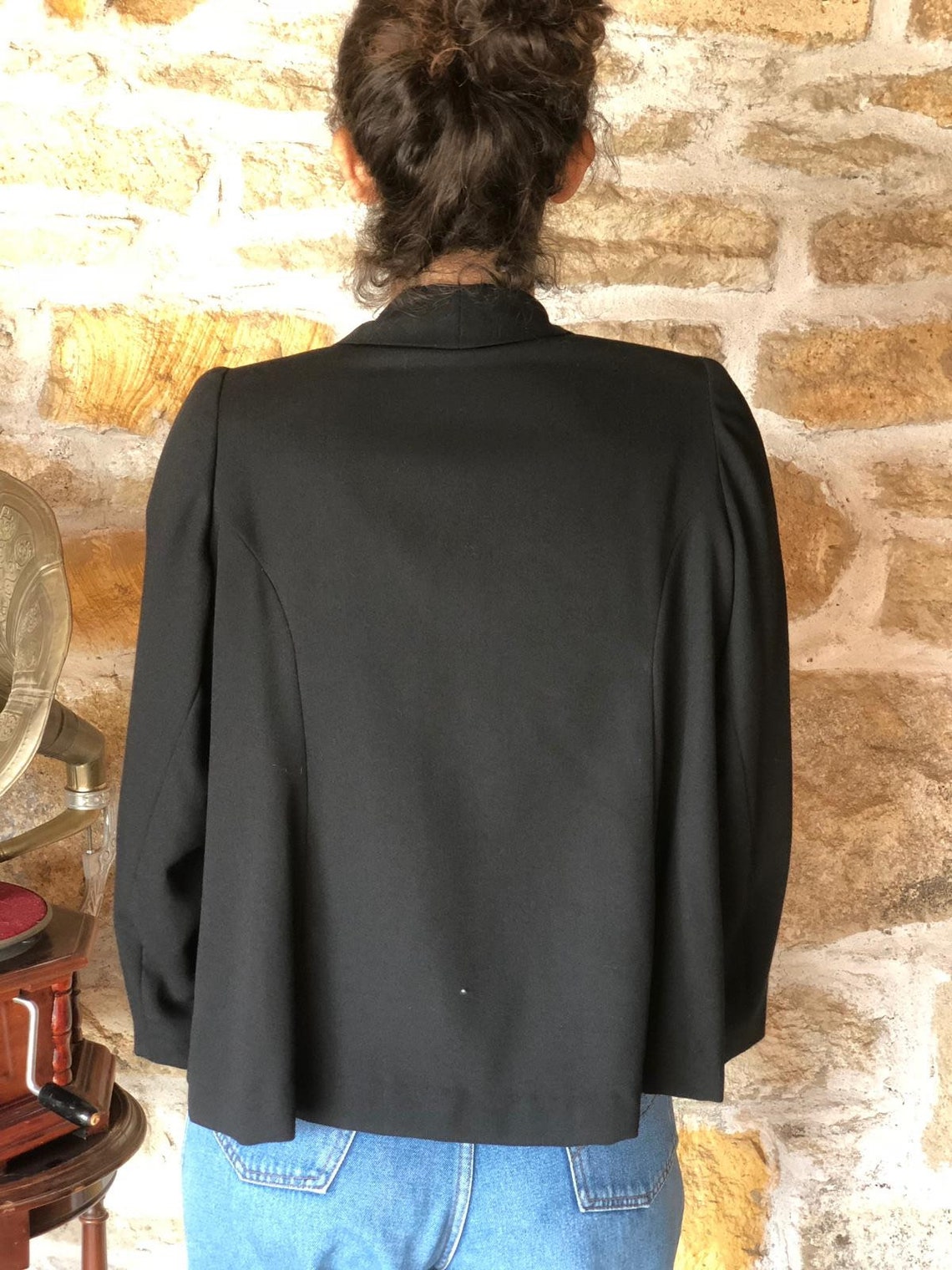 80s Vintage Black Minimalist Tailored Blazer With Buttons – Casual Chic ...