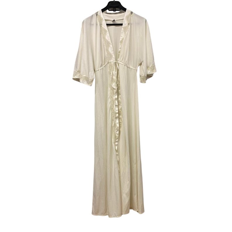 1980s Vintage Lace Trim Night Robe, Silk-cotton Blend - Etsy