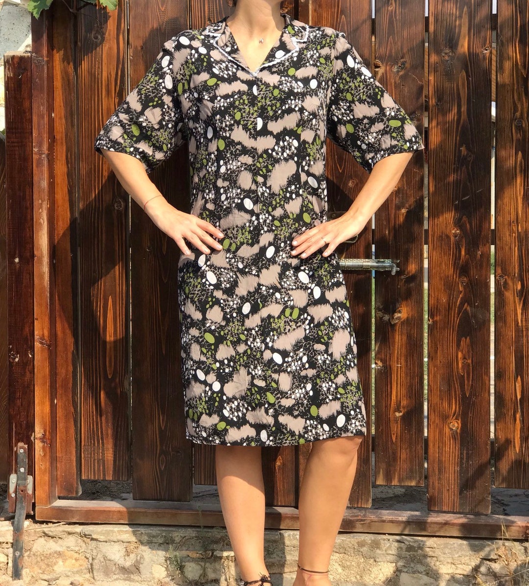 70s Vintage Midi Dress / Handmade Summer Dress / Vintage Prairie Dress ...