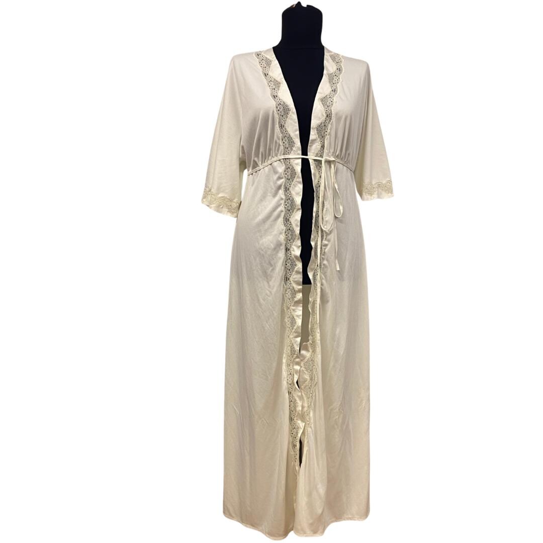 1980s Vintage Lace Trim Night Robe, Silk-cotton Blend - Etsy