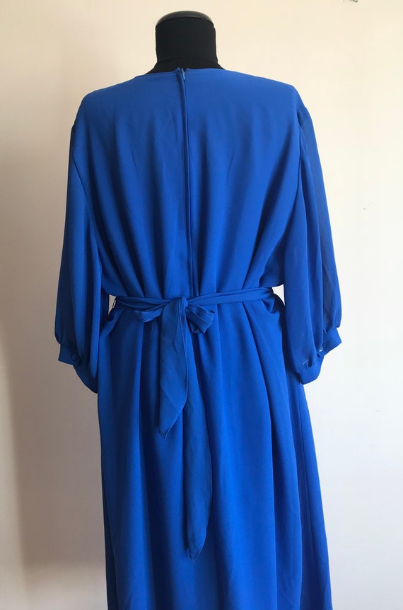 80s Vintage Electric-blue Midi Dress with Rhinestones… - Gem