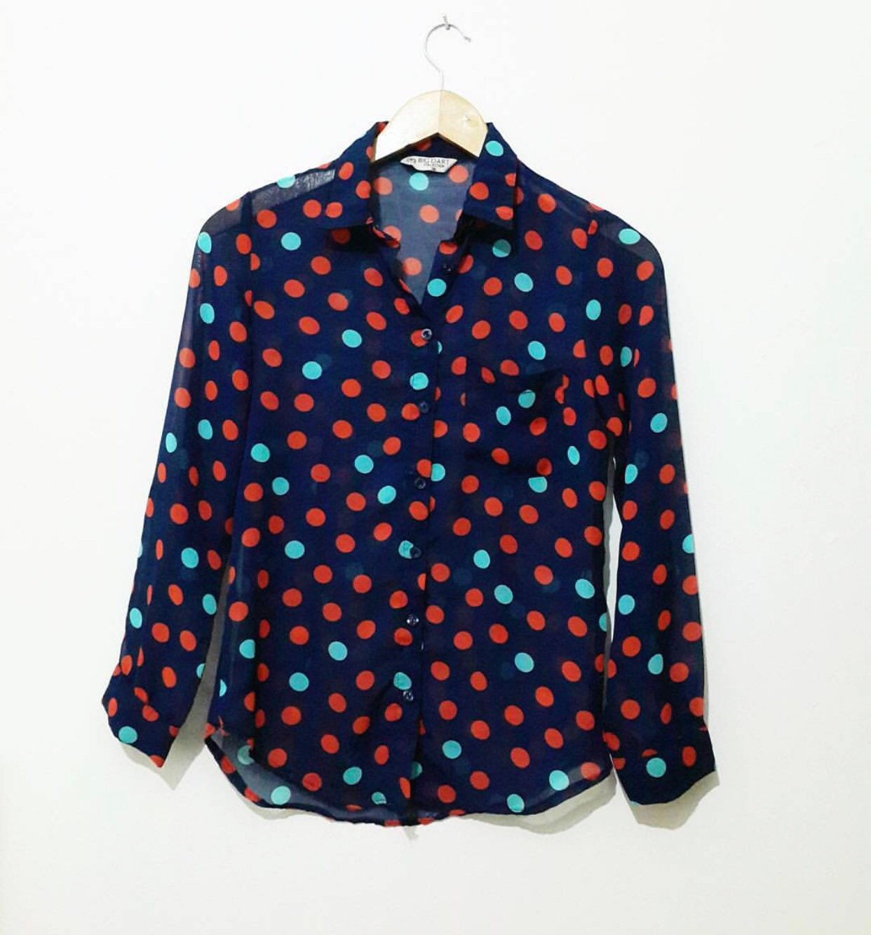 Vintage Polka Dot Shirt / Long Sleeve See Through Shirt Vintage Polka Dot Shirt / Long Sleeve See Through Shirt