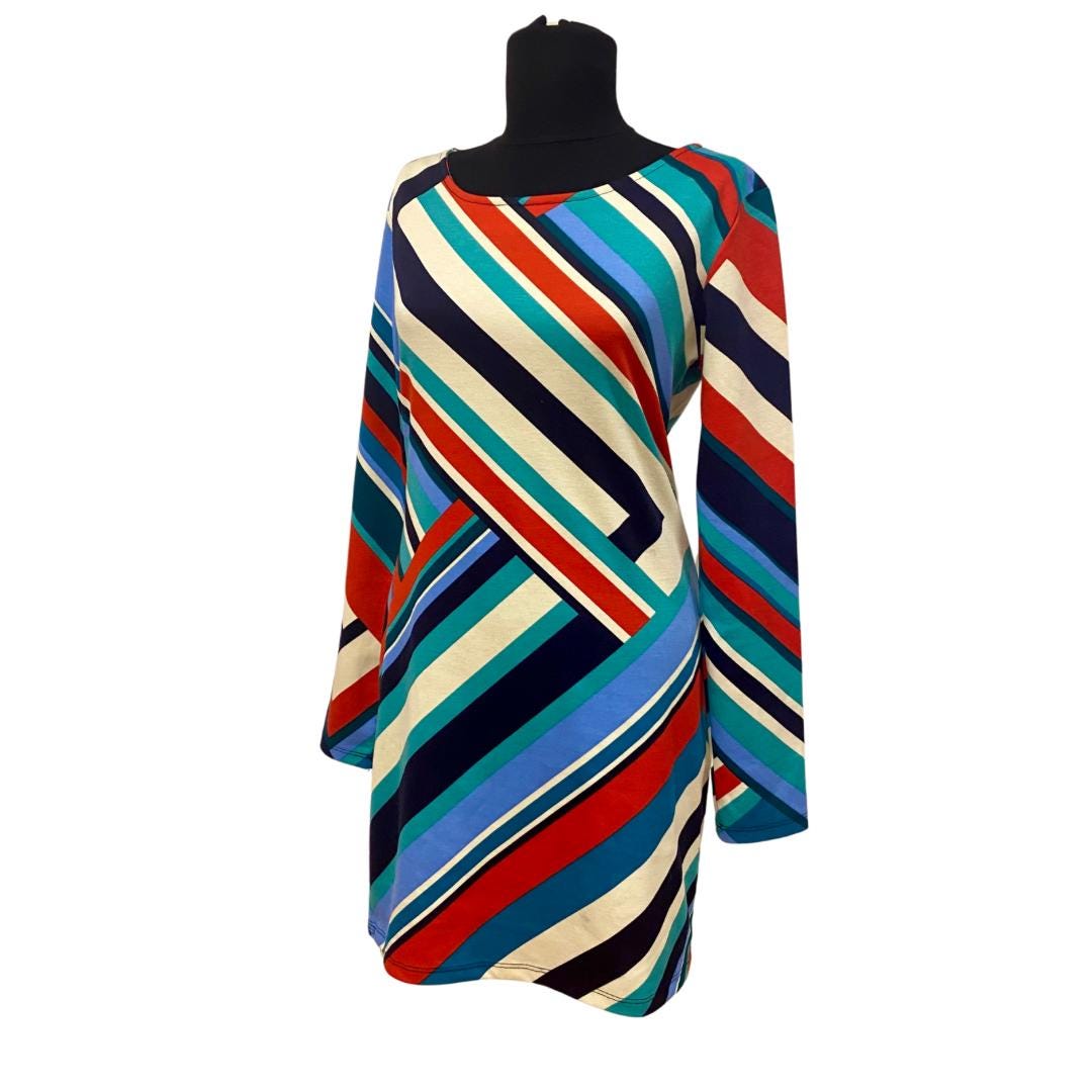 60s Vintage Color Block Mini Dress / Vintage Space Age Rainbow Dress ...