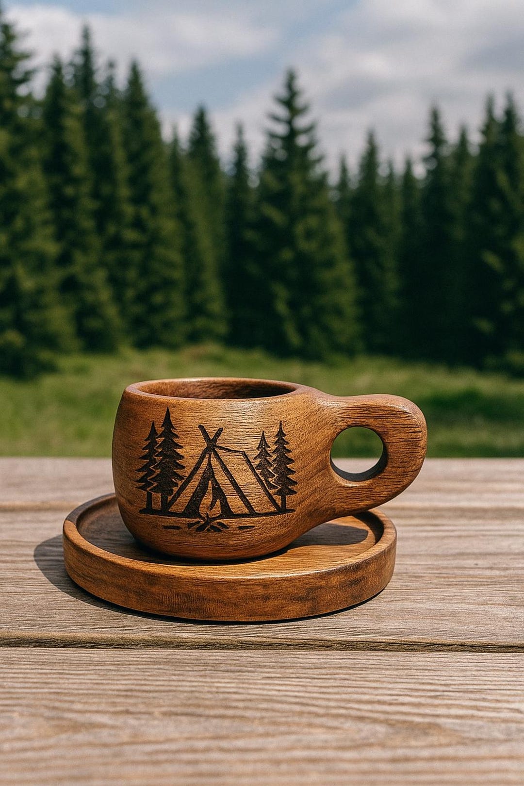 Handmade Wooden Kuksa Cup and Plate Set – Rustic Camping Mug Gift - Etsy