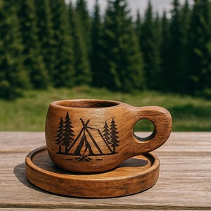 Handmade Wooden Kuksa Cup and Plate Set – Rustic Camping Mug Gift - Etsy