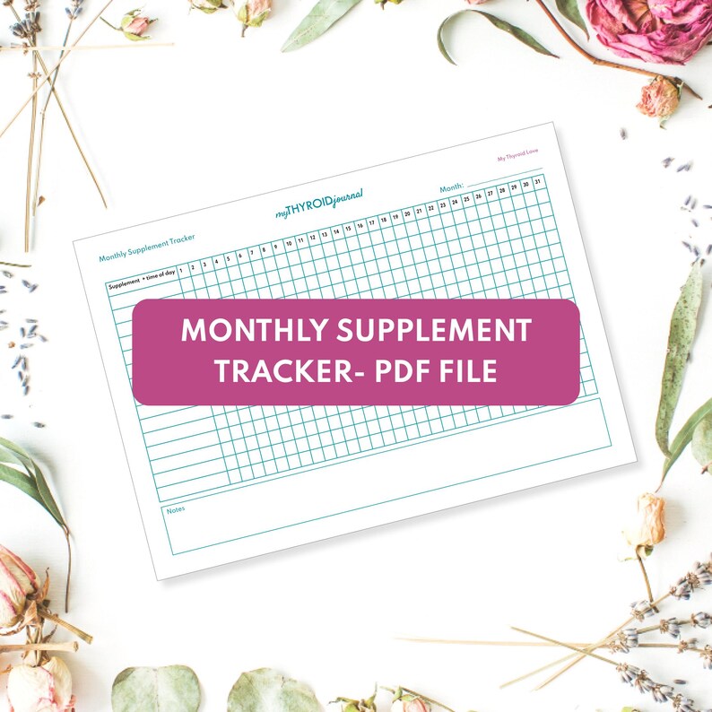 Monthly Supplement Tracker Printable: Medication Log, Daily Health ...