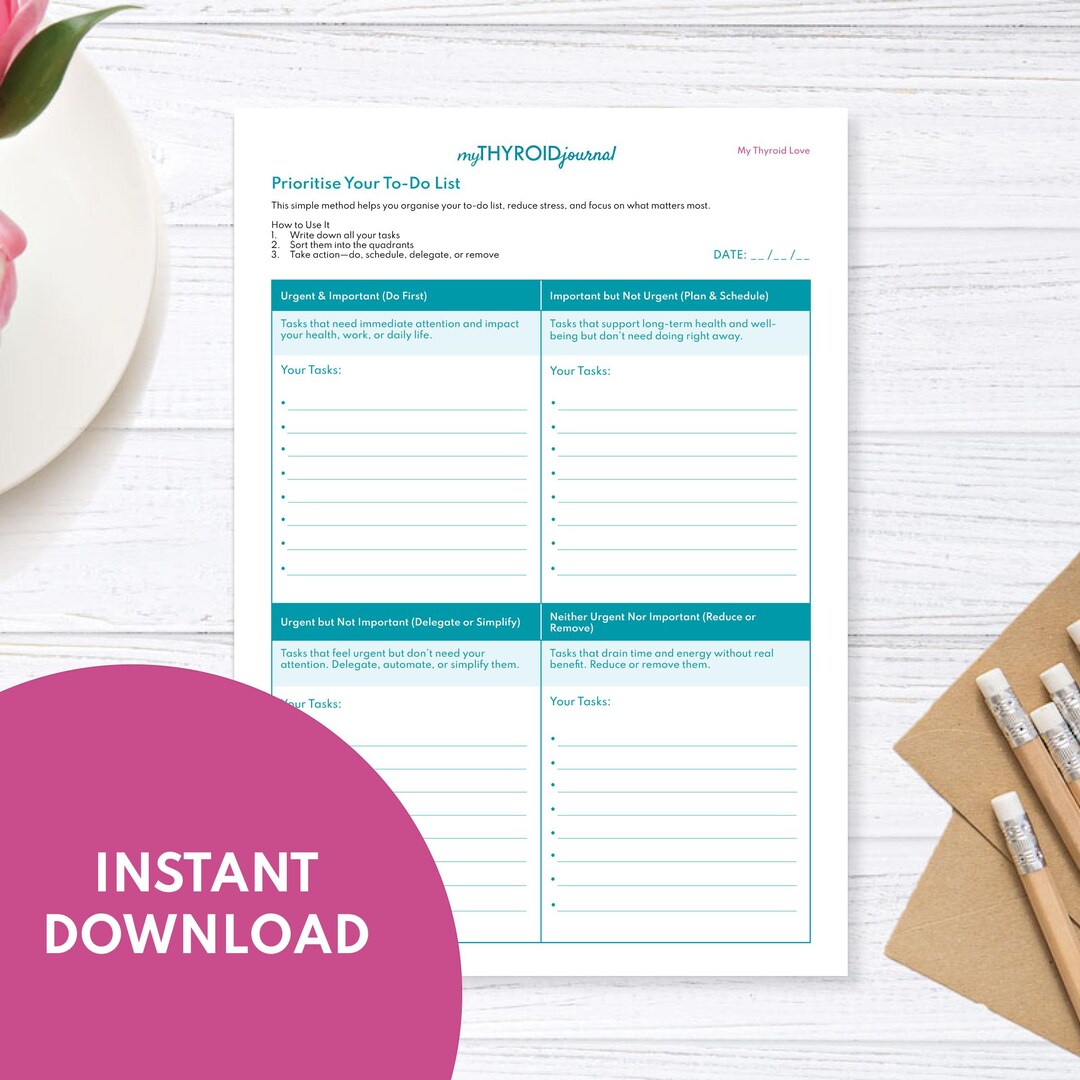 Prioritizing Your To-do List Printable Eisenhower Matrix PDF Task ...