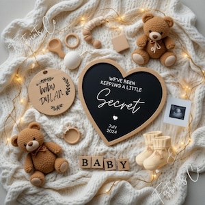 Boho Pregnancy Announcement Digital, Gender Neutral Baby Reveal ...