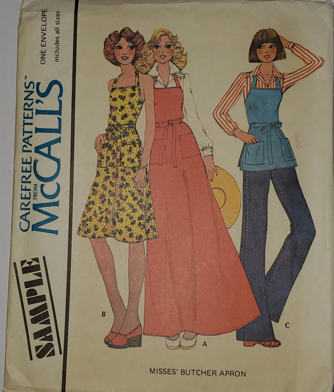 Mccall's Sample Apron- Care Free Vintage 1970s Butchers Apron Pattern ...