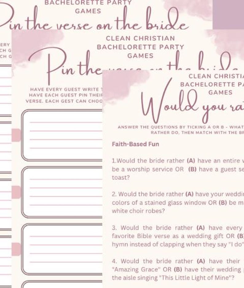 Christian Bachelorette Party Games – Clean Bridal Shower Printables ...