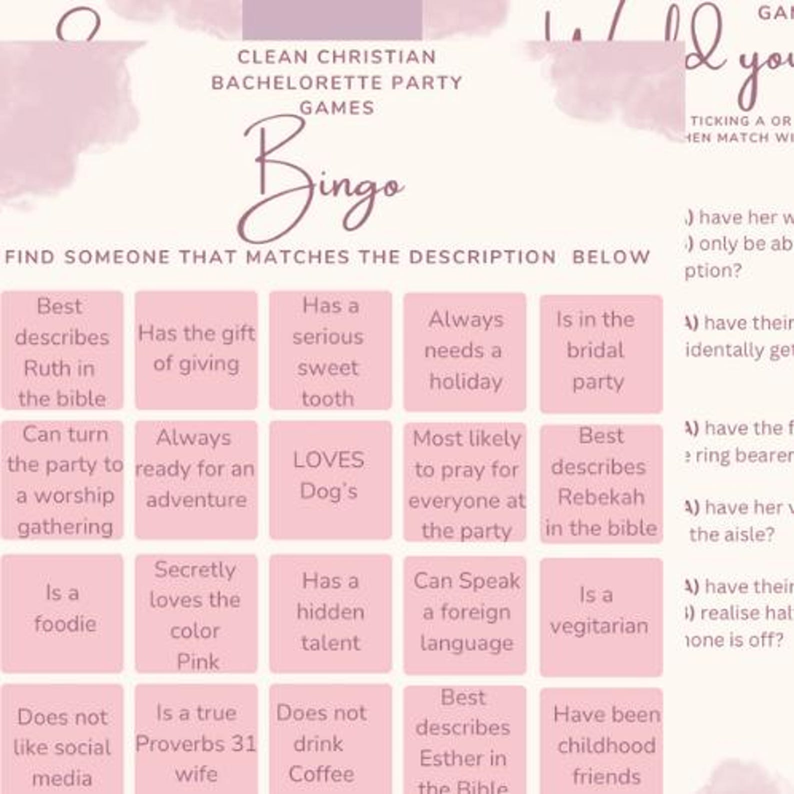Christian Bachelorette Party Games – Clean Bridal Shower Printables ...