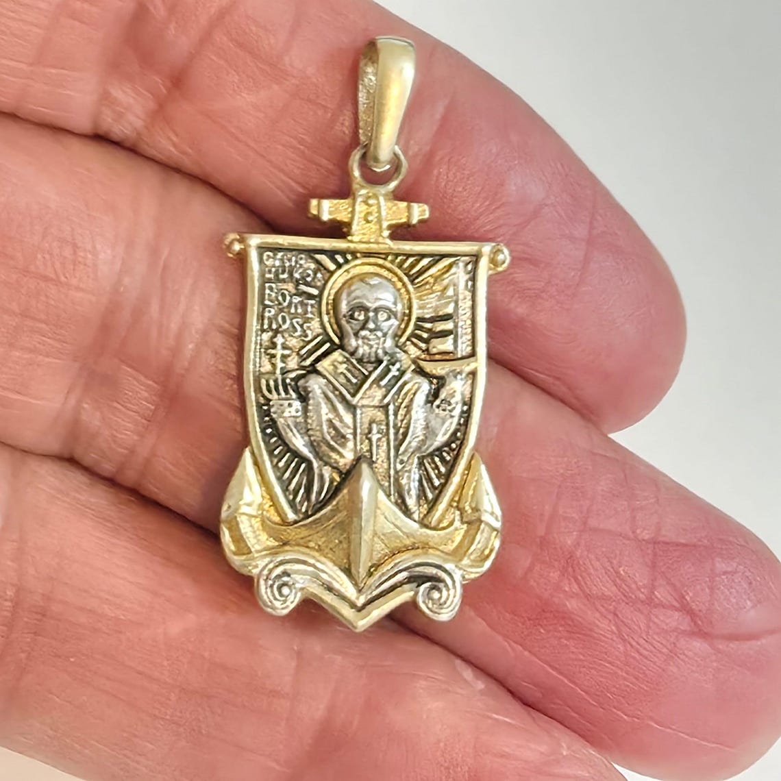 Charm Medallion Russian Orthodox Church Sterling Silver 24k Gold Plated ...
