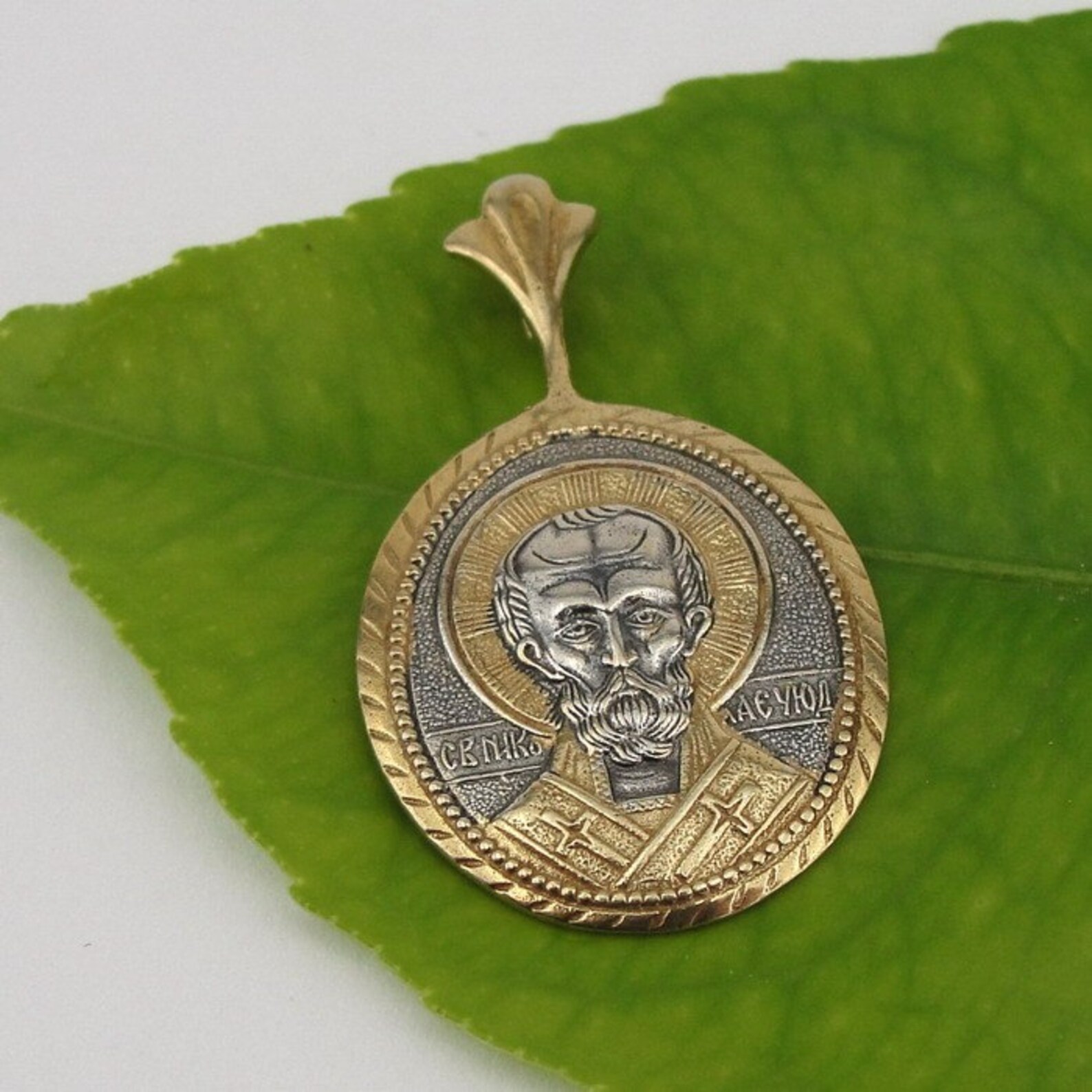 925 Sterling Silver & Yellow Gold Medal Saint Nicholas the - Etsy