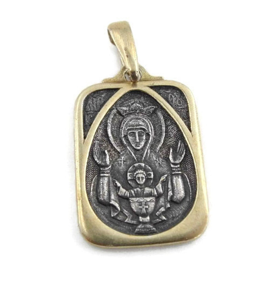 New Unique Sterling Silver 925 & Gold Russian Orthodox Medallion. Icon ...