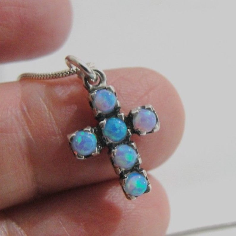 Opal 925 Silver Cross Blue Opal Israel Art Sterling Silver - Etsy