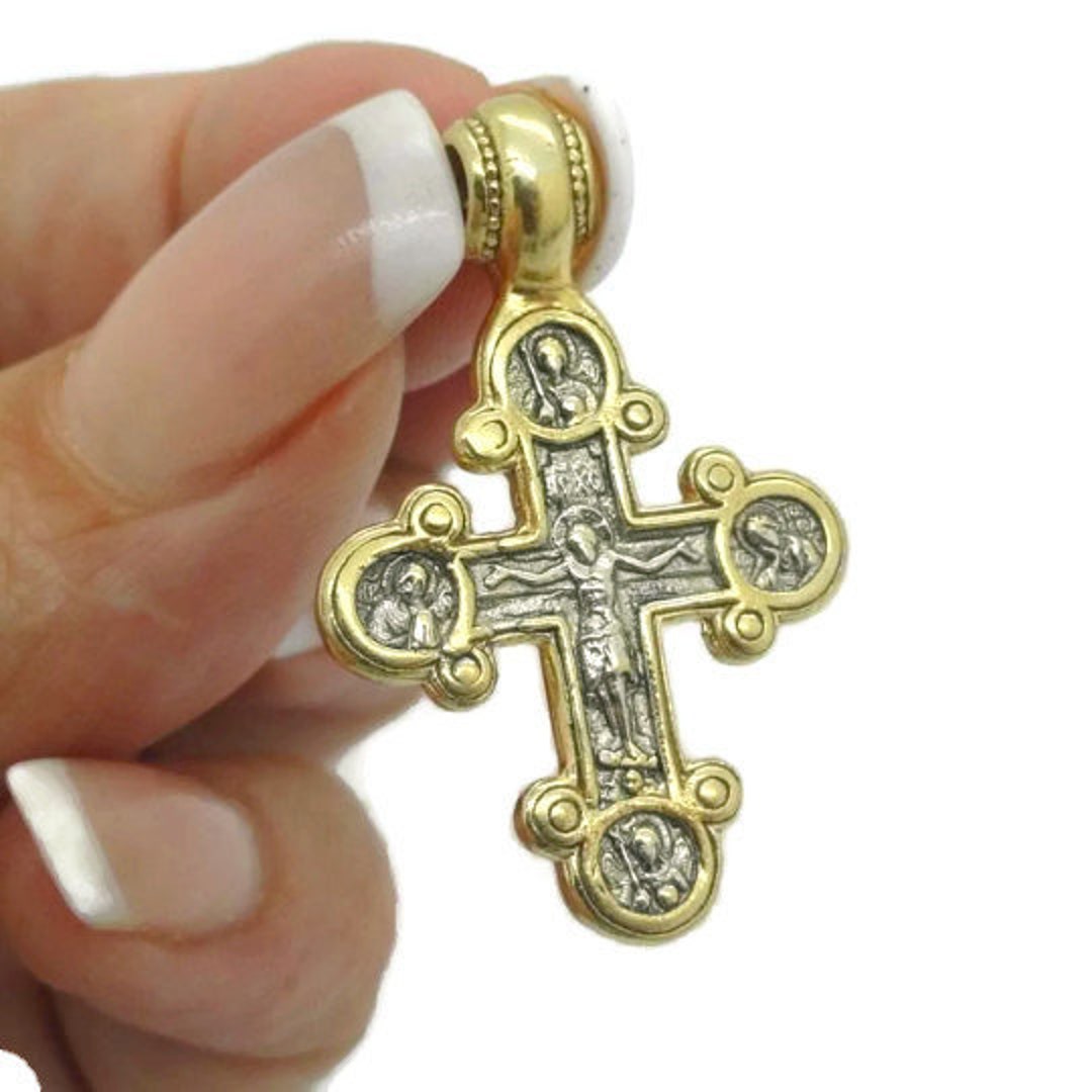 Sterling Silver & 24K Gold Plated Russian Orthodox Cross. Hand Made ...
