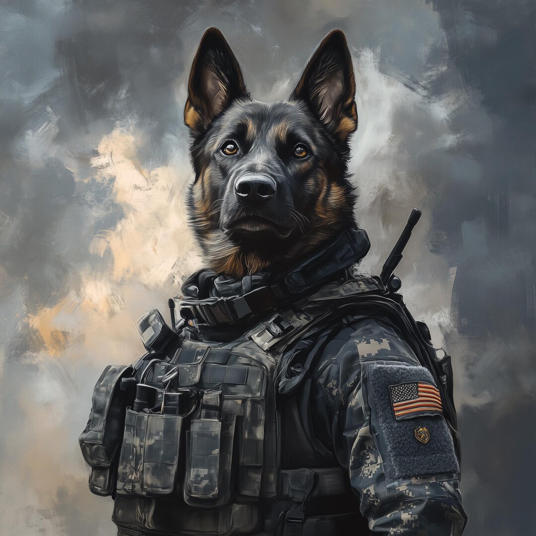 Custom Pet Army Soldier Portrait, Army-themed Dog Art, Personalized Pet ...