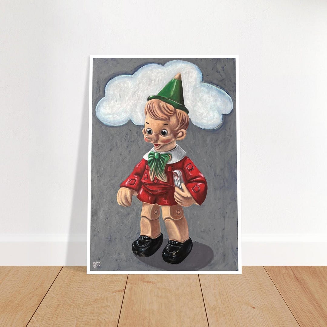Pinocchio - Giclée Fine Art Print - Vintage Squeaky Toy Portrait - Oil ...
