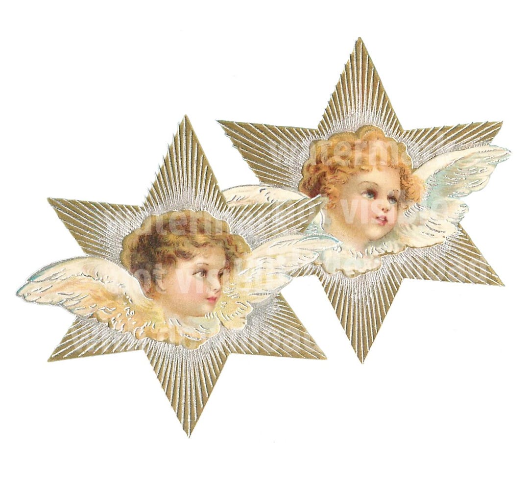 Digital Download - 2 Vintage Images, Angels From 1900 - Christmas ...