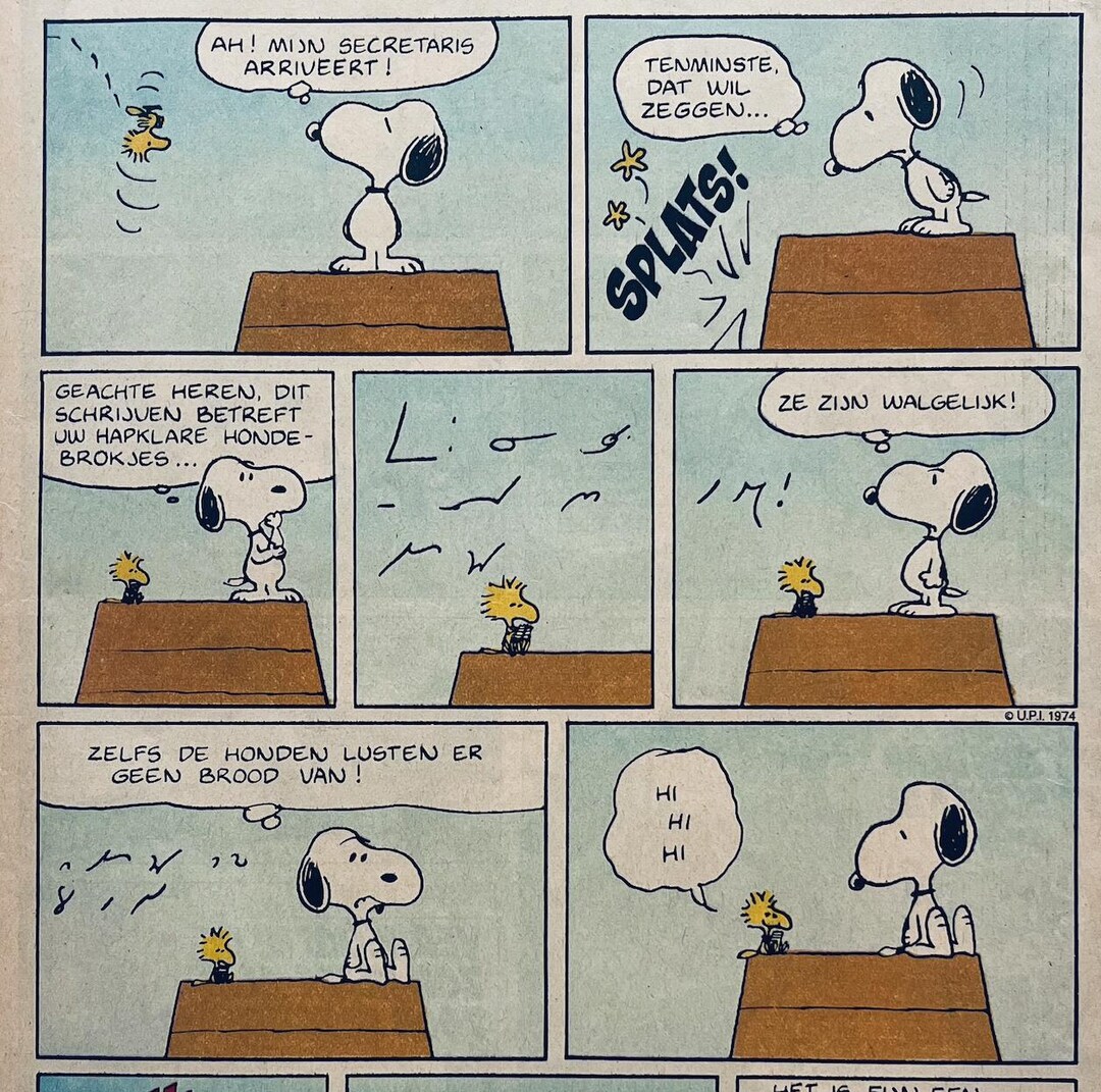 Vintage "peanuts, Snoopy & Woody" A4 Comic Strip – Original 1974 ...