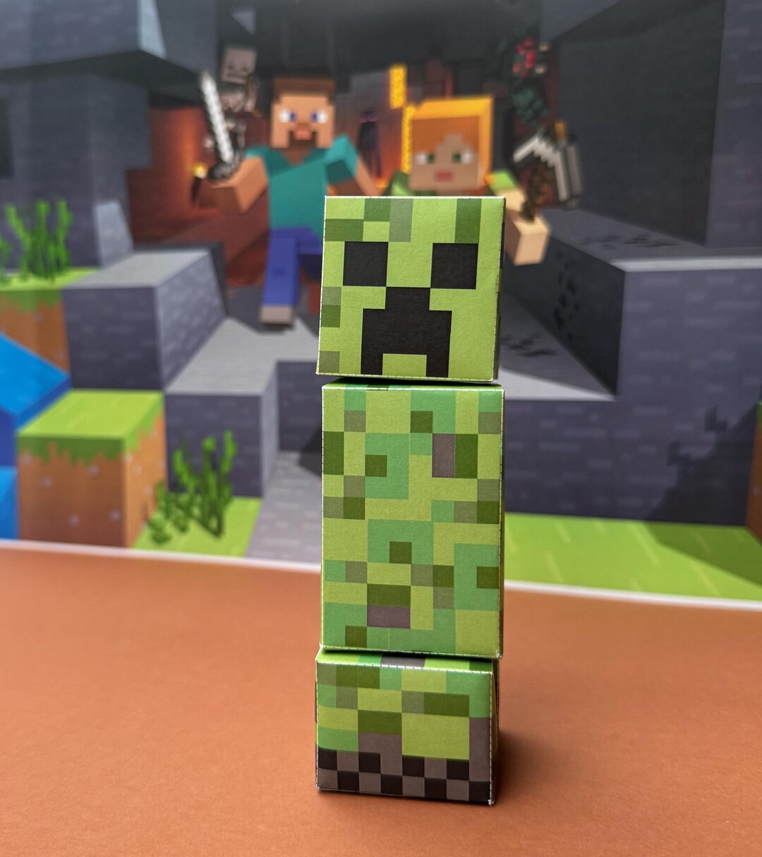 Minecraft Creeper Like Figurine, Cut and Paste Cut Out for Kids Party ...