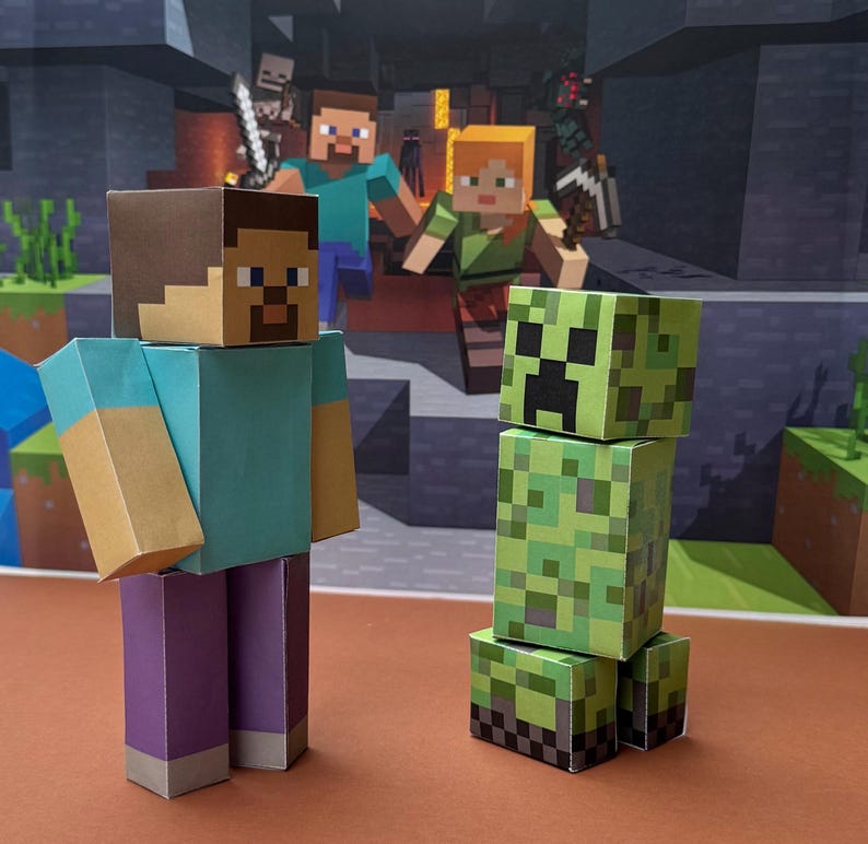 ALL Characters Garrett, Steve, Creeper & TNT Like Figurine, Cut and ...
