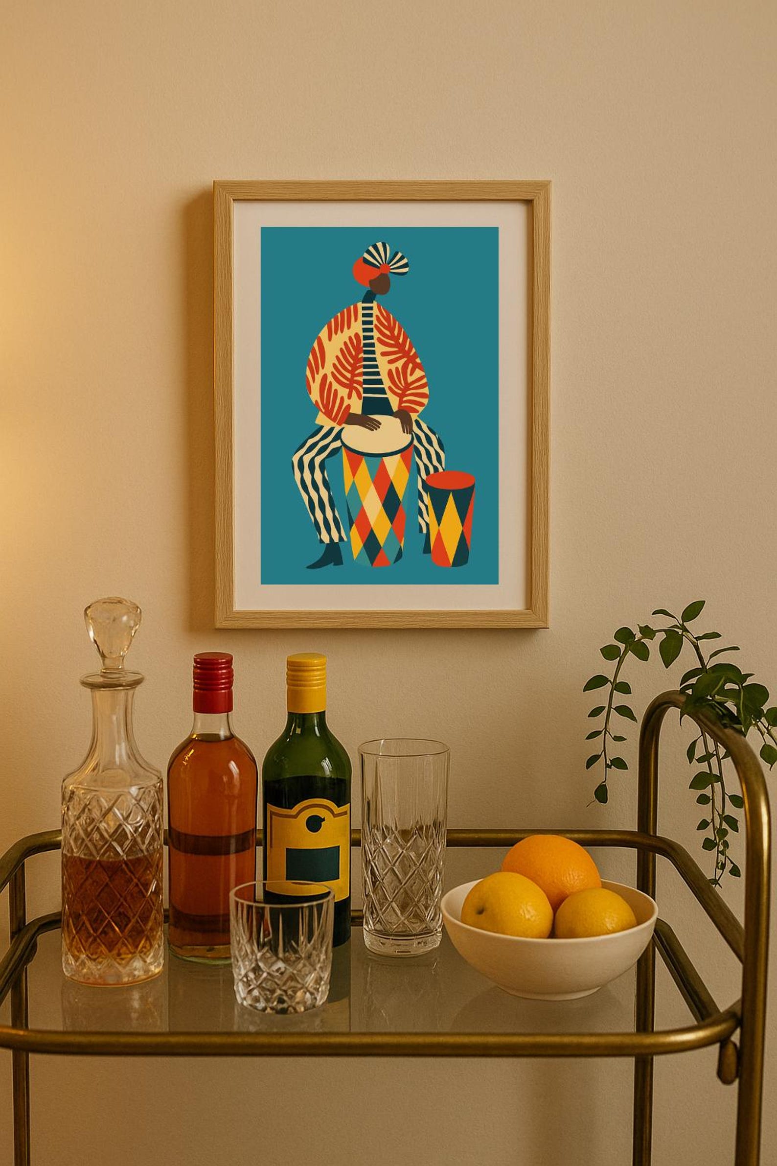 Abstract Musician Wall Art | Colorful Conga Player Print | Modern Boho ...