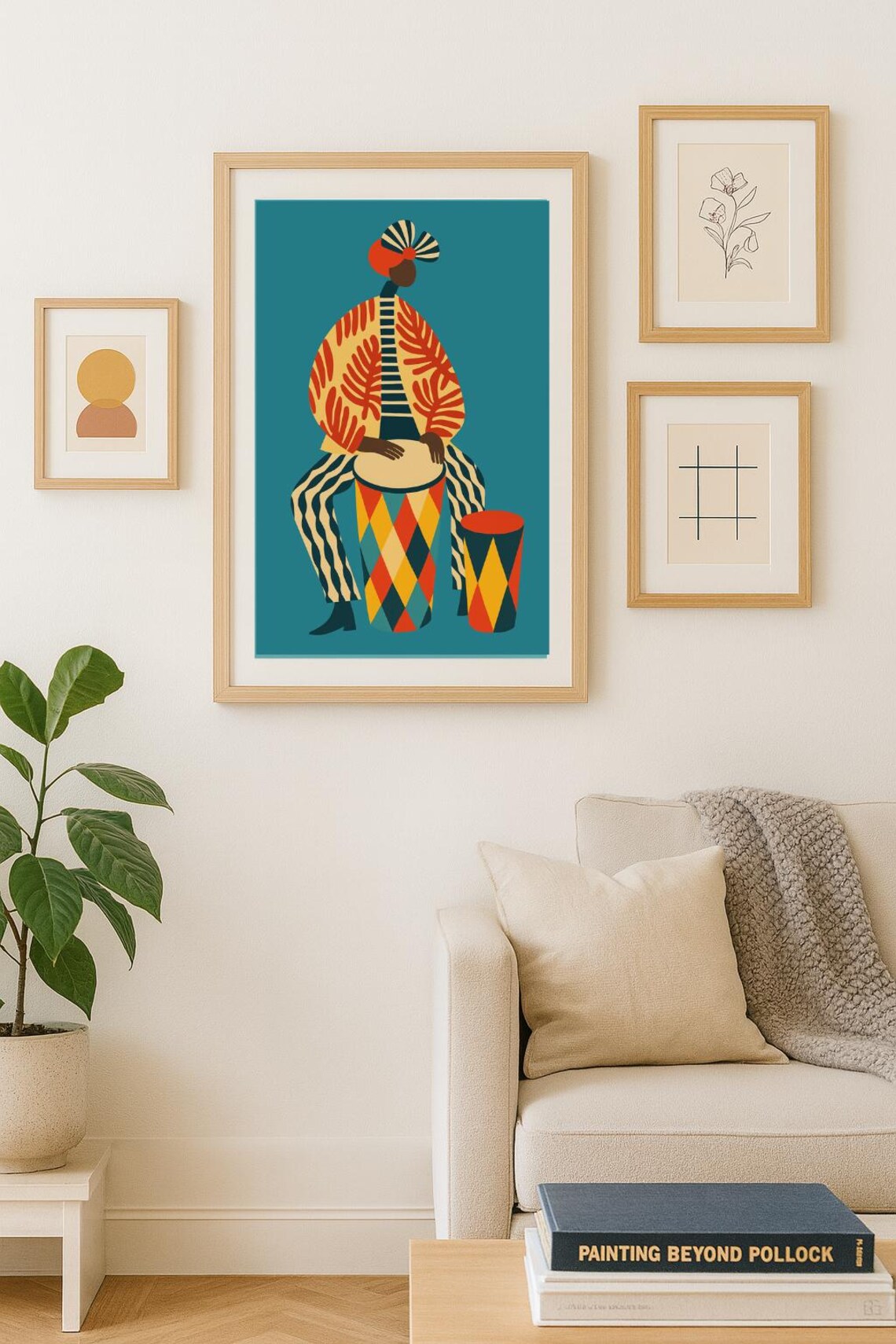 Abstract Musician Wall Art | Colorful Conga Player Print | Modern Boho ...