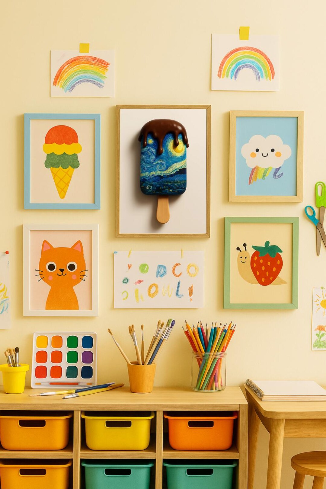 Van Gogh Ice Cream Poster – Starry Night Popsicle Wall Art, Cafe Decor ...