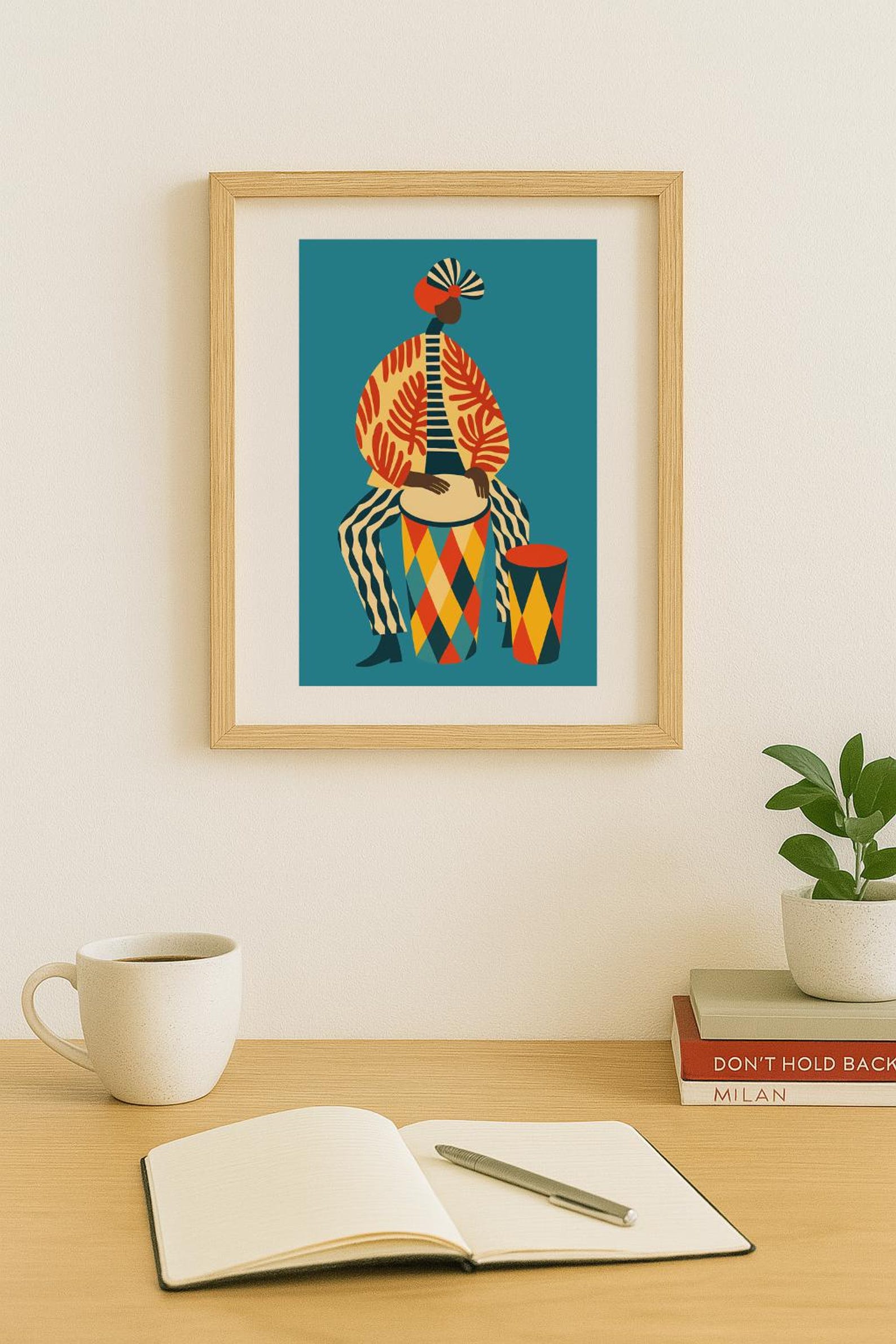 Abstract Musician Wall Art | Colorful Conga Player Print | Modern Boho ...