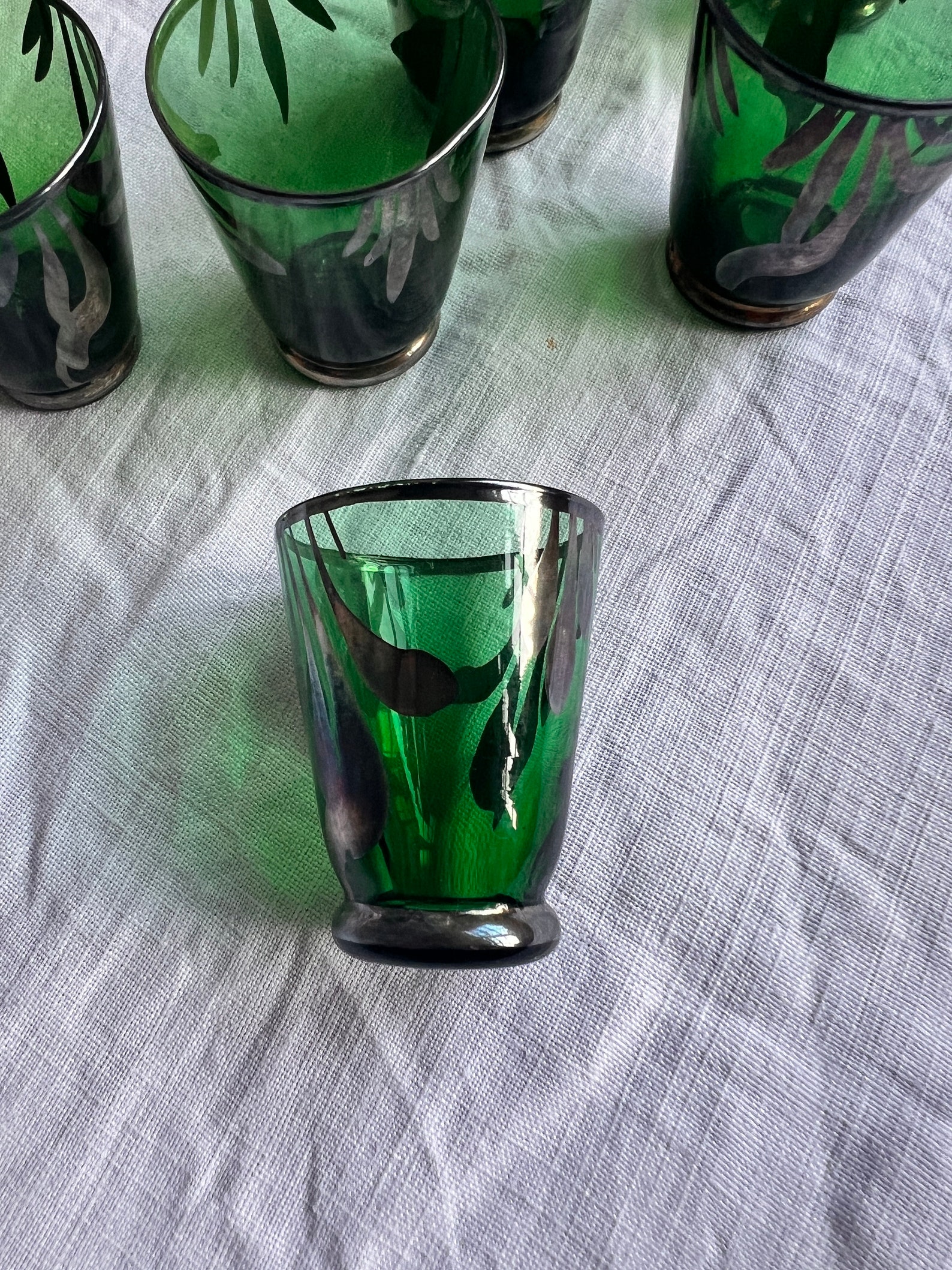 Vintage French Glasses, Green Shot Glass 1920s Christmas Table & Dinner ...