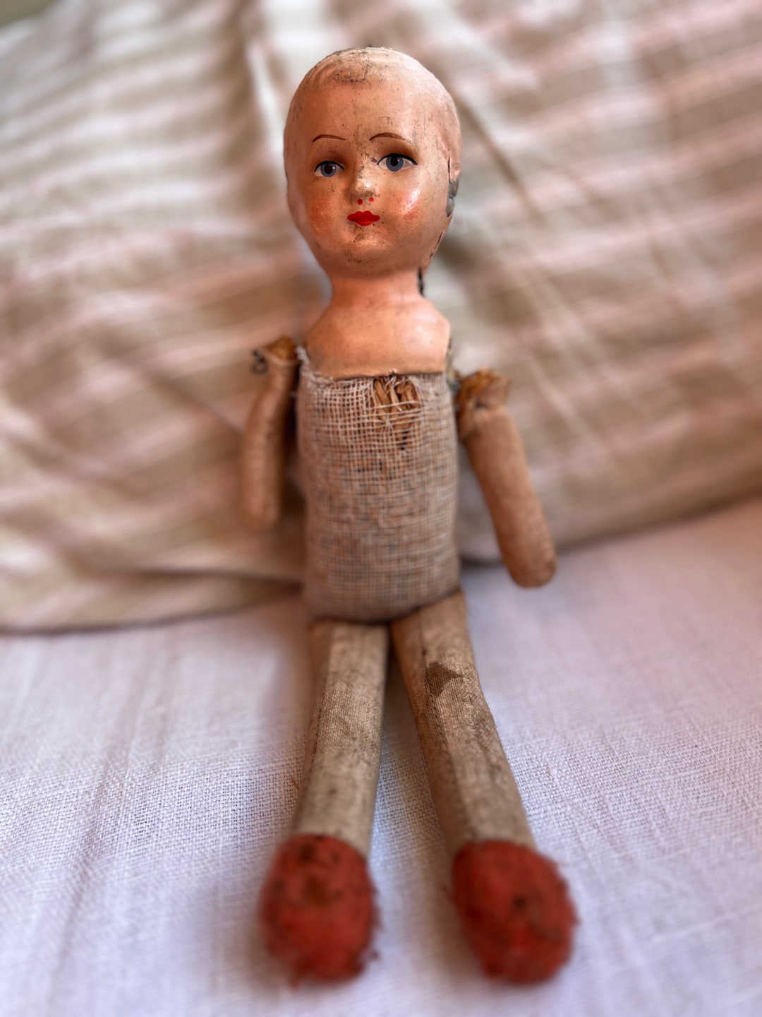 Antique Handmade Linen Doll: Rustic Film Prop, 1900s Decor - Etsy